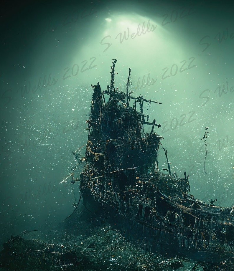 Dark Fantasy Shipwreck Digital Download/art Print/photoshop Background/printable Backdrop/creepy ...