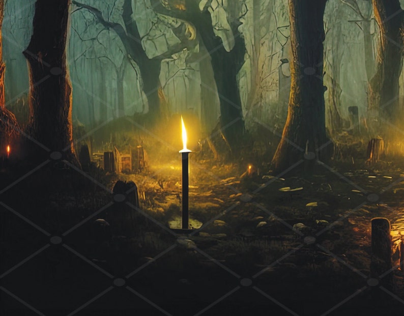 Dark Gothic Fantasy Candlelit Forest Digital Download/art Print/photoshop Background/backdrop ...