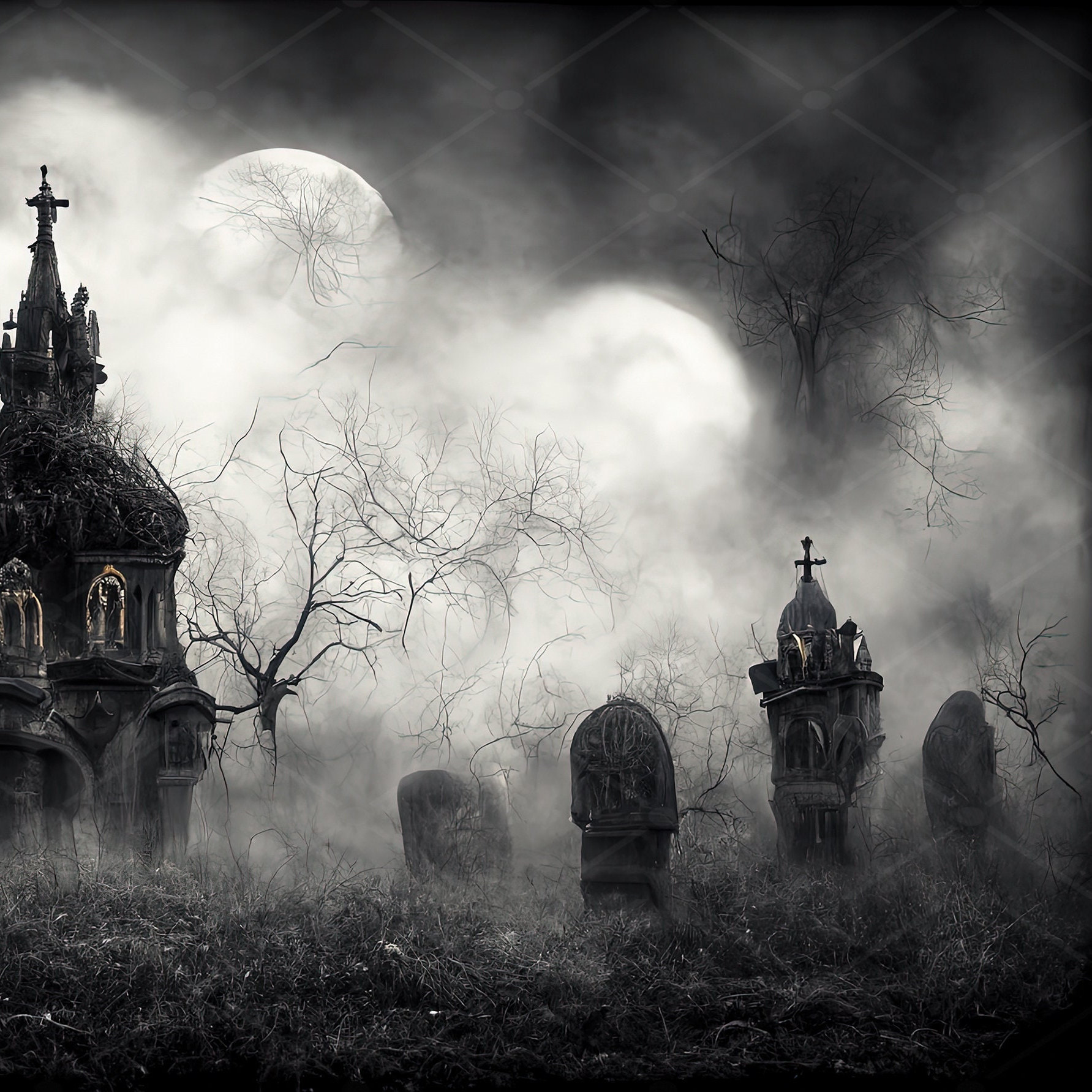 Black Dark Gothic Cemetery