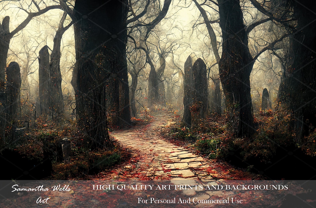 Dark Gothic Fantasy Forest Path Digital Background/art Print/photoshop ...