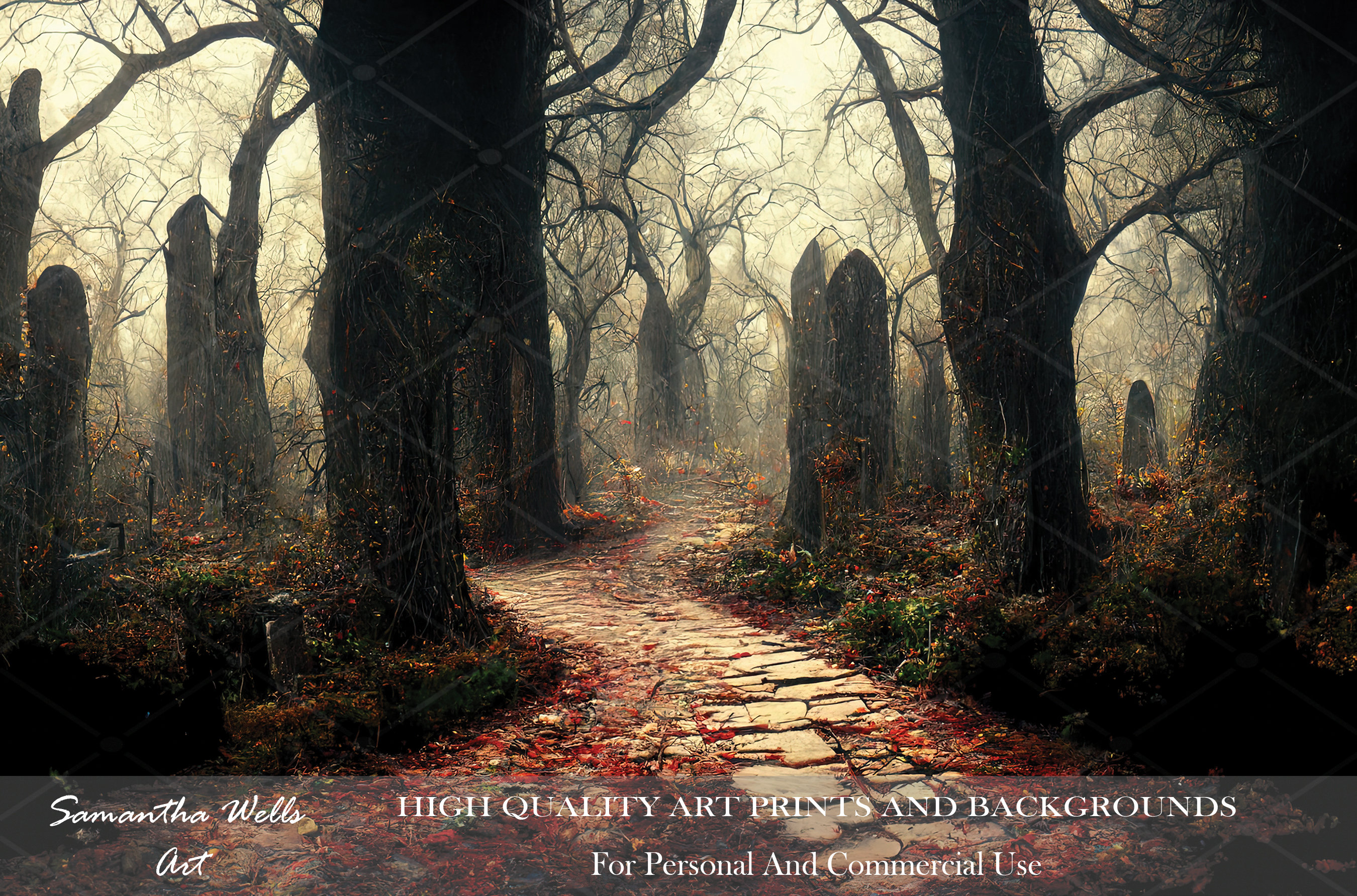 Dark Gothic Fantasy Forest Path Digital Background/art Print/photoshop ...