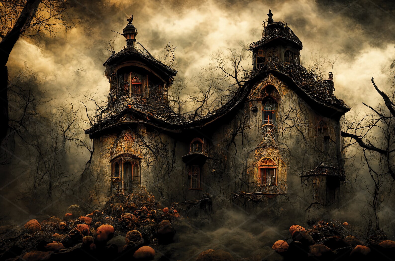 Dark Gothic Fantasy Haunted House Digital Download/art Print/photoshop ...
