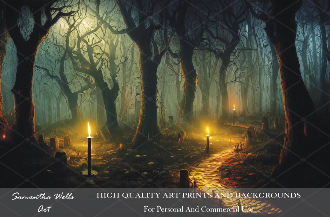 Dark Gothic Fantasy Candlelit Forest Digital Download/art Print ...
