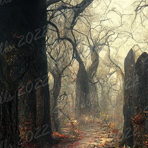 Dark Gothic Fantasy Forest Path Digital Background/art Print/photoshop ...
