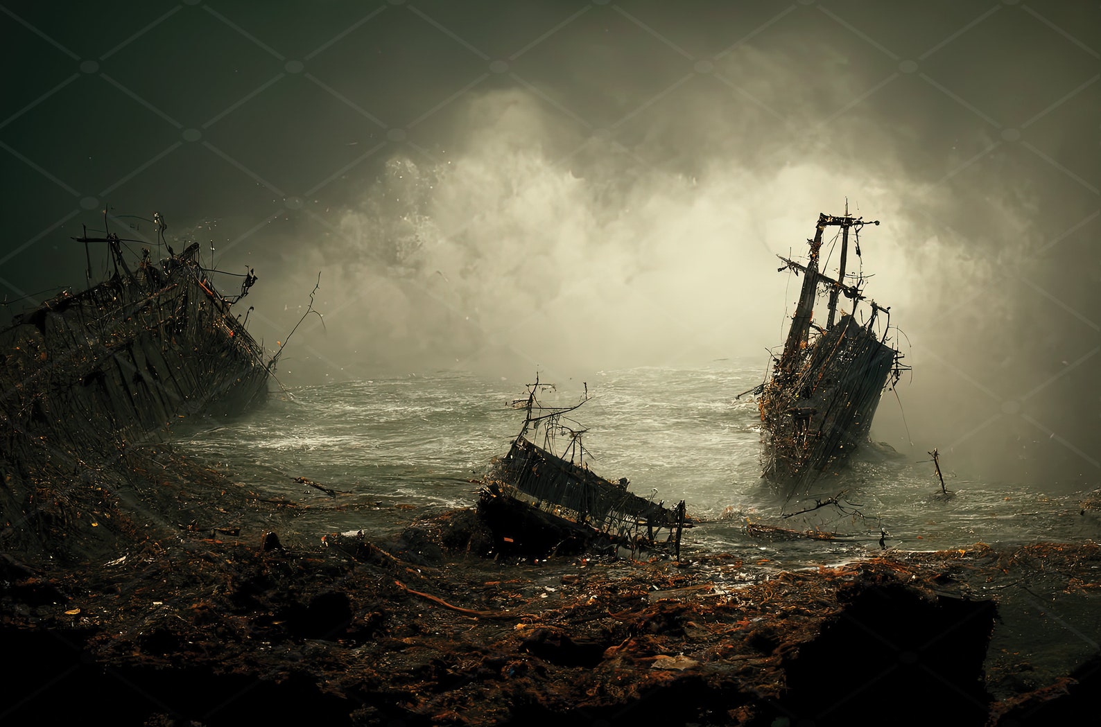 Dark Fantasy Shipwreck Digital Download/art Print/photoshop Background ...