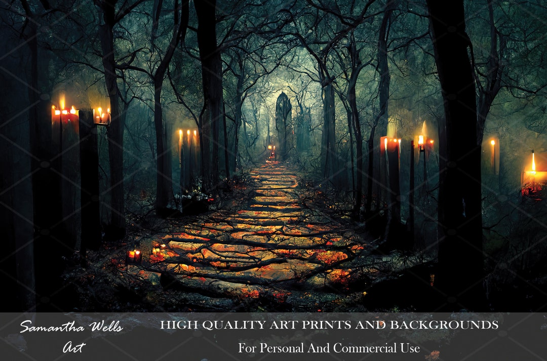 Dark Gothic Fantasy Candlelit Forest Digital Download/art Print/photoshop Background/printable ...