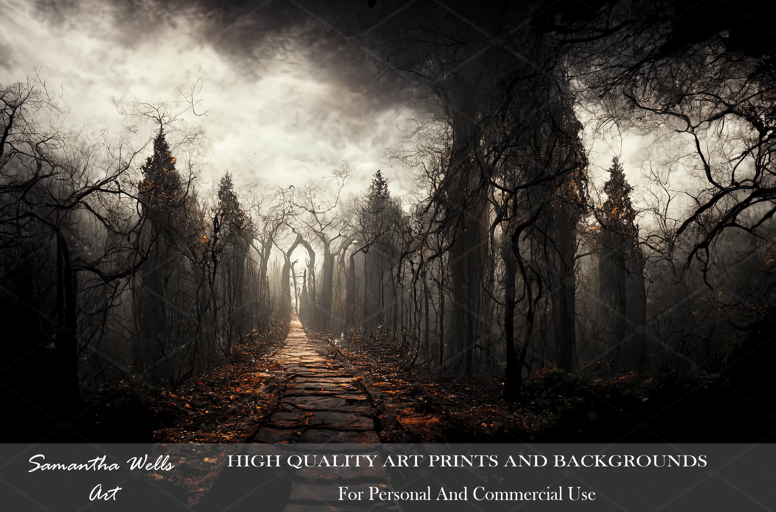 Dark Forest Path Background