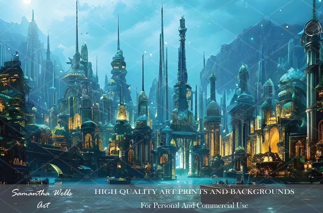 Fantasy Sci Fi City Digital Download/art Print/photoshop Background ...