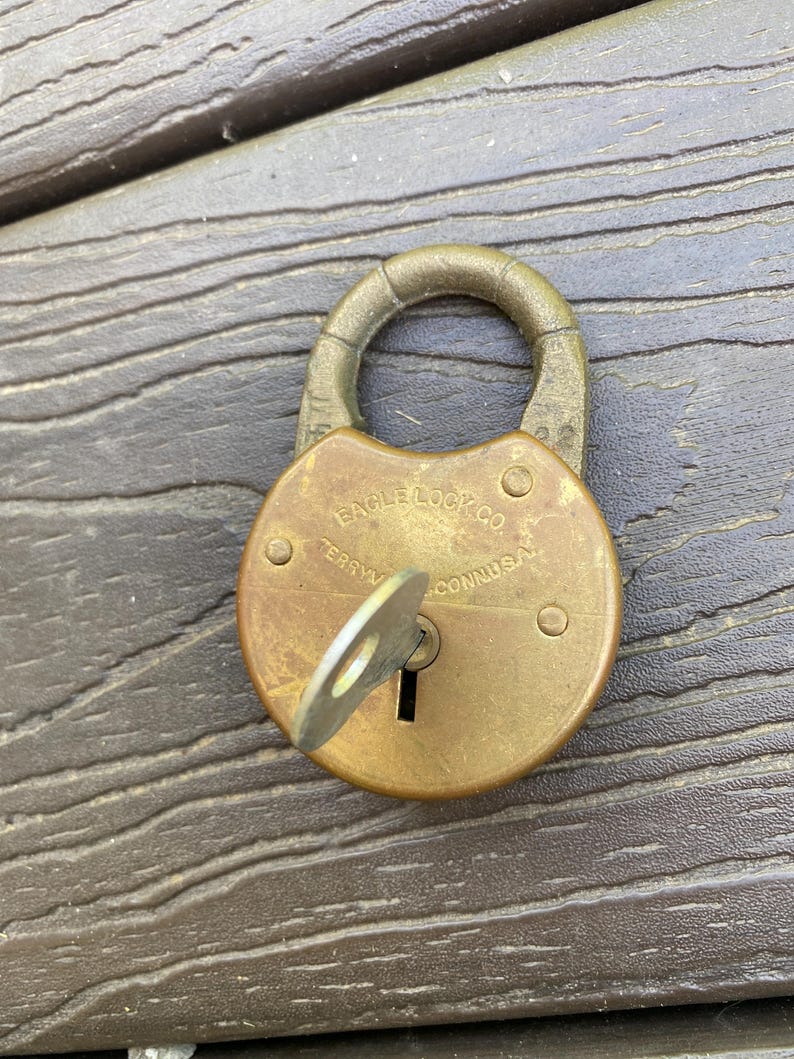 Eagle Early NOS Brass Lock With Key. - Etsy
