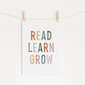 DIGITAL DOWNLOAD Read Learn Grow Reading Nook Kids Educational Posters ...