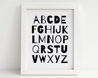 Alphabet Printable Poster Black and White Decor Simple Cute - Etsy