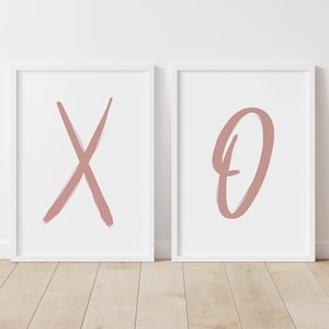 DIGITAL DOWNLOAD Set of 2 Prints Pink XO Bedroom Wall Decor Above Bed ...