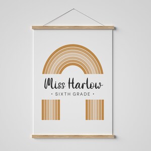 DIGITAL DOWNLOAD Teacher Name Sign Boho Classroom Decor Neutral Rainbow ...