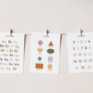 DIGITAL DOWNLOAD Alphabet Numbers Shapes Set of 3 Classroom Decor ...