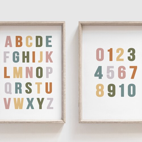 DIGITAL DOWNLOAD Alphabet Numbers Poster Set of 2 - Etsy