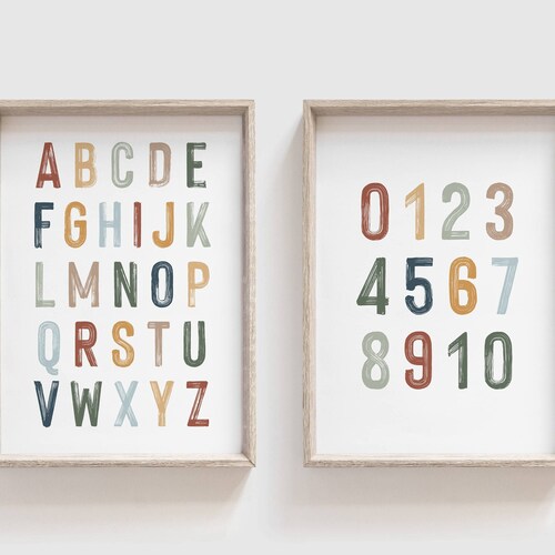 DIGITAL DOWNLOAD Alphabet Numbers Poster Set of 2 - Etsy