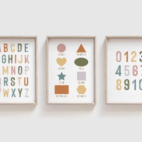 DIGITAL DOWNLOAD Alphabet Numbers Shapes Set of 3 - Etsy