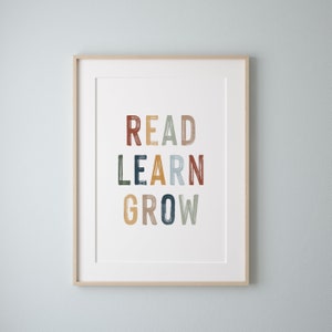 DIGITAL DOWNLOAD Read Learn Grow Reading Nook Kids Educational Posters ...