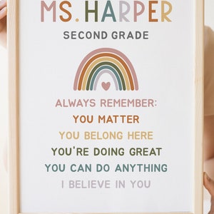 DIGITAL DOWNLOAD Teacher Name Sign Boho Classroom Decor Pastel Rainbow ...