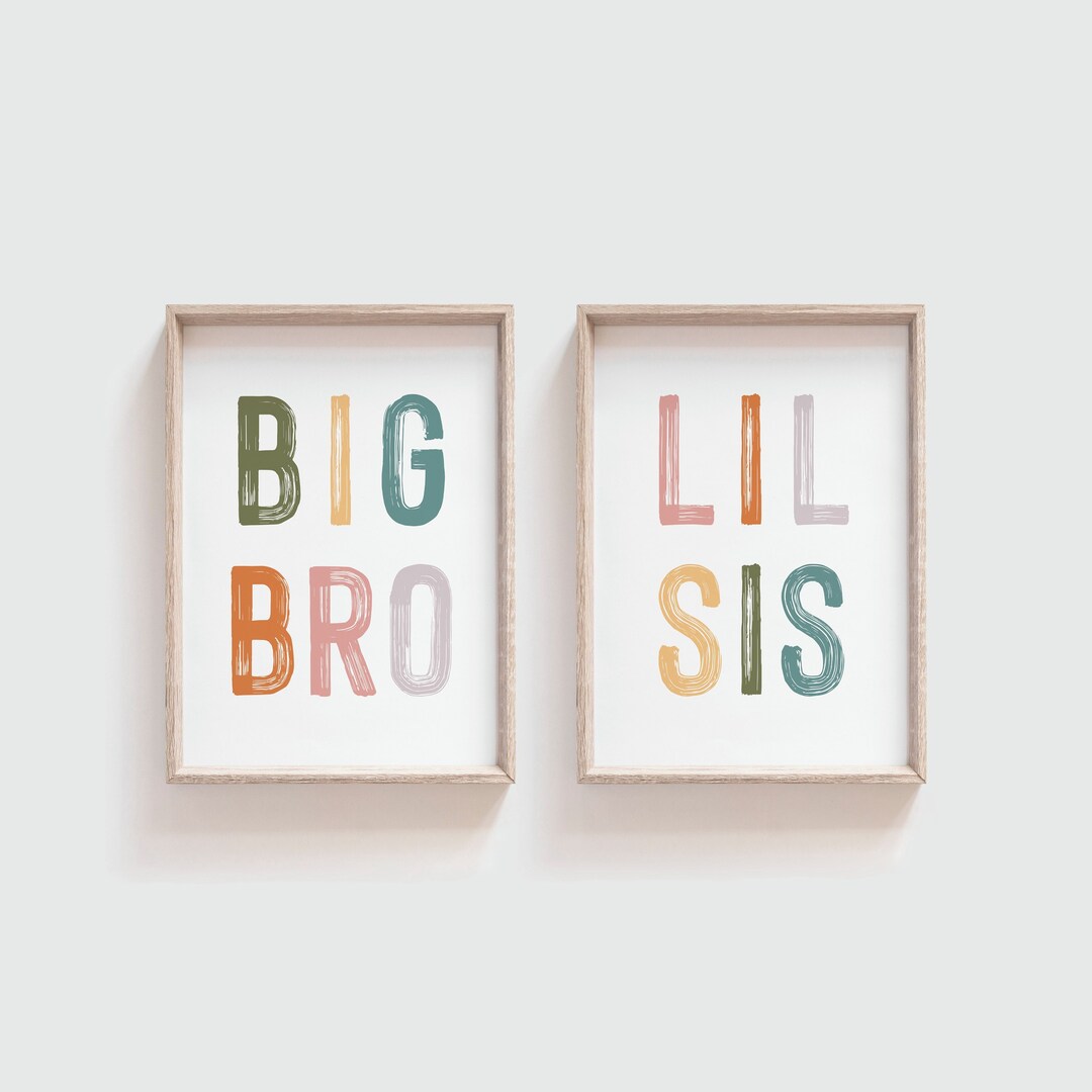 DIGITAL DOWNLOAD Big Bro Lil Sis Sign Siblings Sign Kids Room Decor Set ...