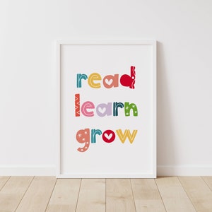 DIGITAL DOWNLOAD Read Learn Grow Reading Nook Kids Educational Posters ...