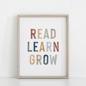 DIGITAL DOWNLOAD Read Learn Grow Reading Nook Kids Educational Posters ...