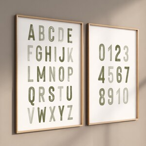 DIGITAL DOWNLOAD Nursery Decor Set of Two Green Alphabet - Etsy