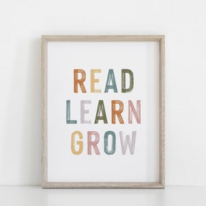 DIGITAL DOWNLOAD Read Learn Grow Reading Nook Kids Educational Posters ...