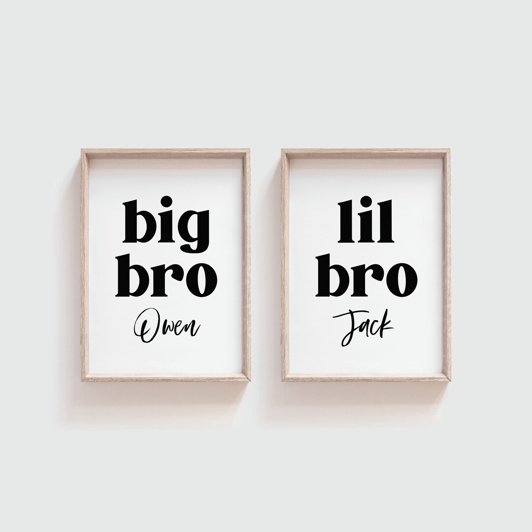 DIGITAL DOWNLOAD Big Bro Lil Bro Sign Brothers Sign Boys Room Decor Set ...