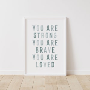 DIGITAL DOWNLOAD Strong Brave Loved Blue Nursery Wall - Etsy