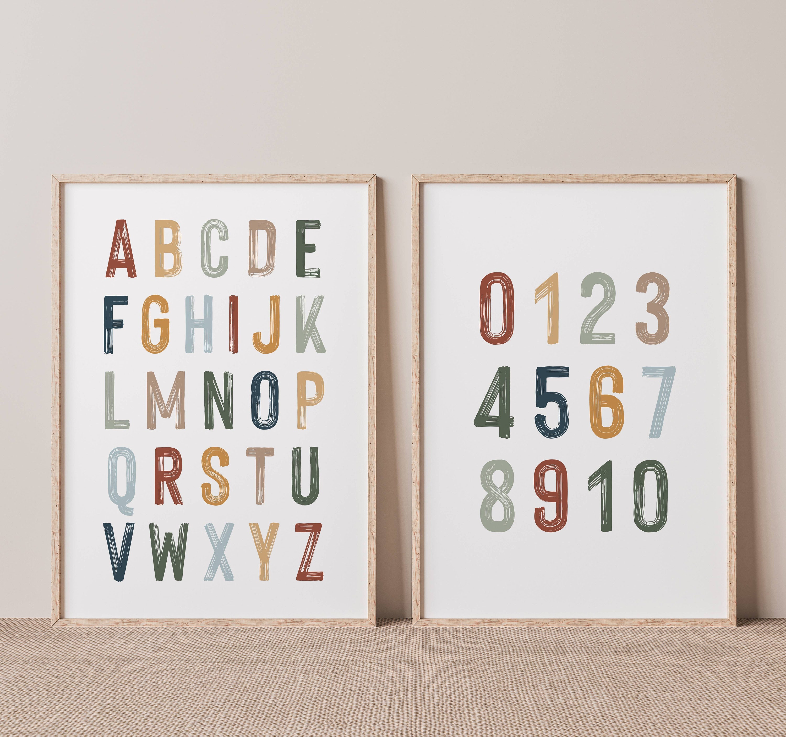 DIGITAL DOWNLOAD Alphabet Numbers Poster Set of 2 - Etsy