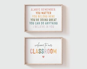 DIGITAL DOWNLOAD Classroom Decor Boho Pastel Rainbow Neutral Welcome to ...