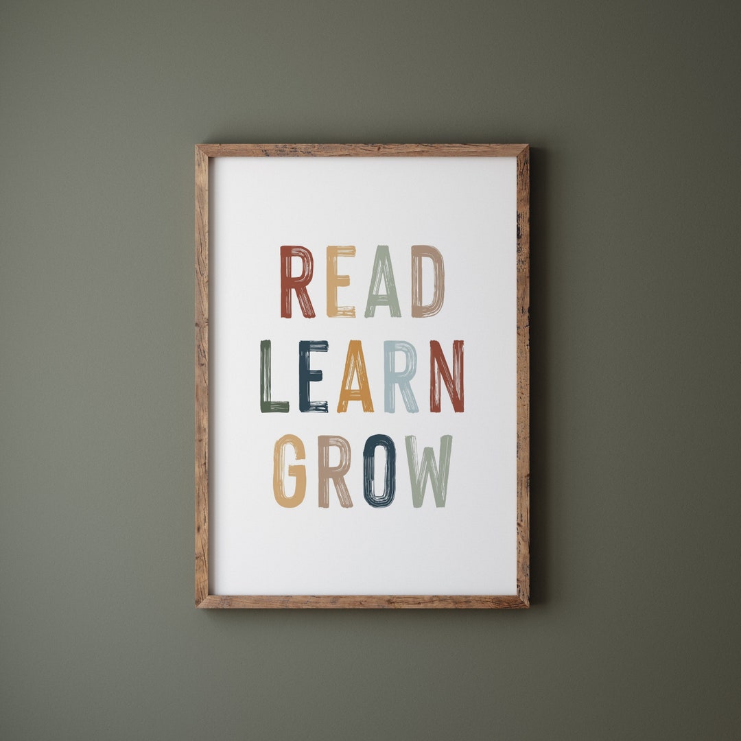 DIGITAL DOWNLOAD Read Learn Grow Reading Nook Kids Educational Posters ...