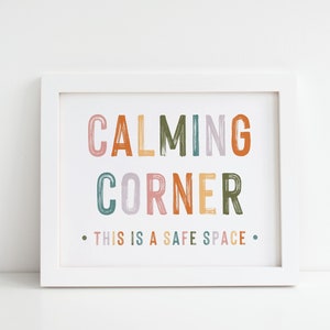 DIGITAL DOWNLOAD Calming Corner Sign Safe Space Wall Art Classroom ...