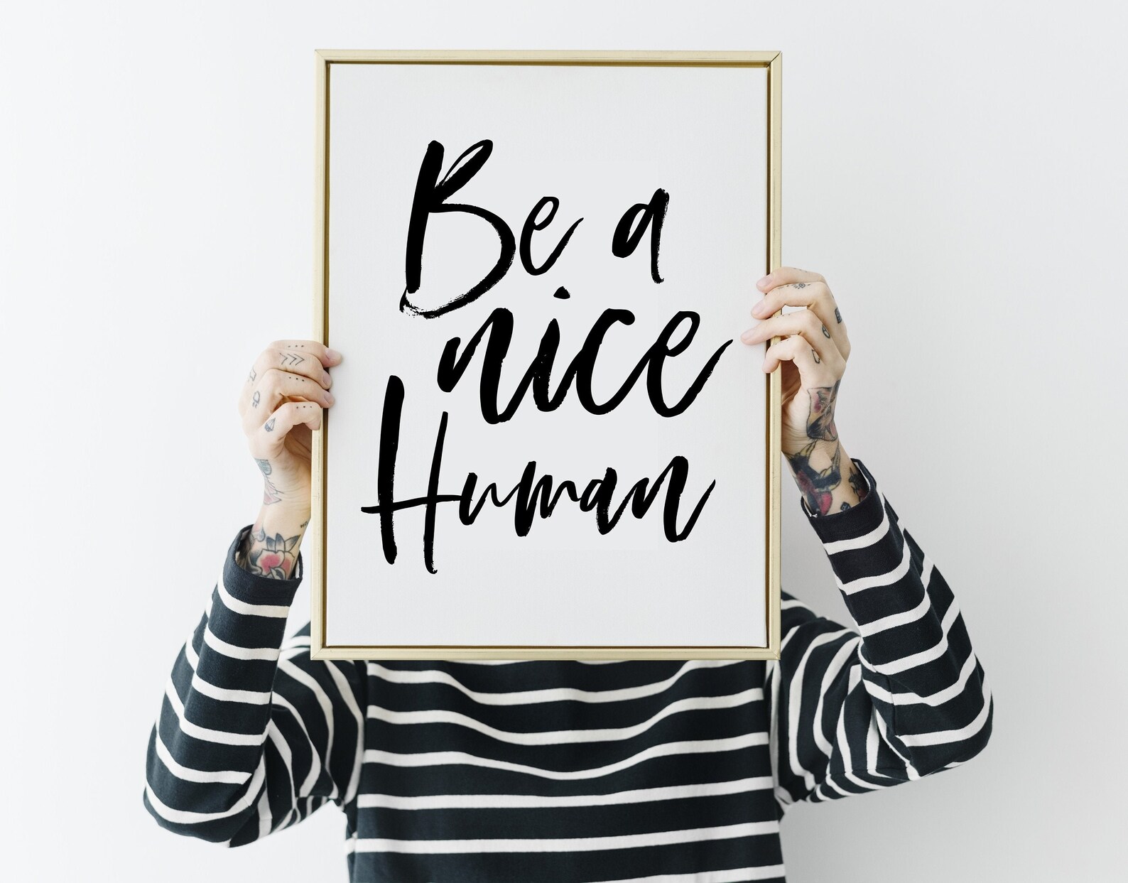 DIGITAL DOWNLOAD Be A Nice Human Sign Inspirational Wall Art | Etsy