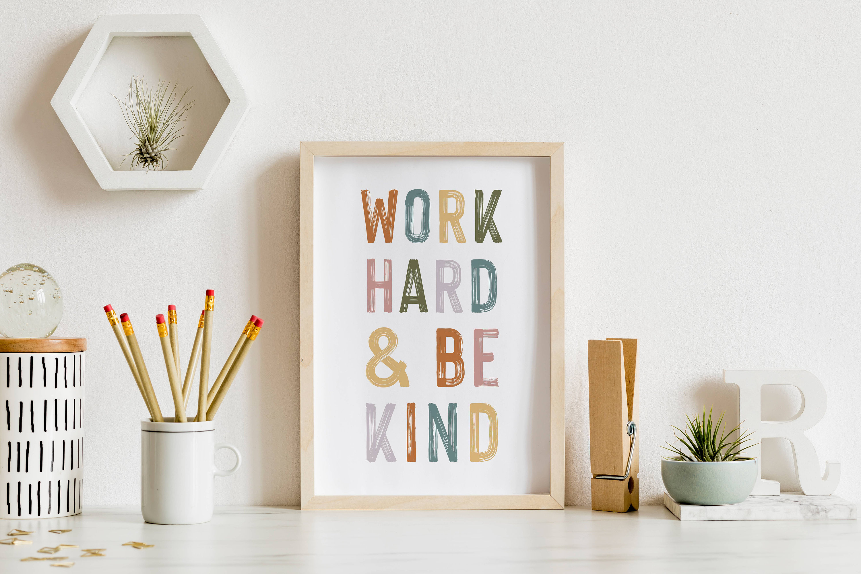 DIGITAL DOWNLOAD Work Hard & Be Kind Classroom Decor | Etsy