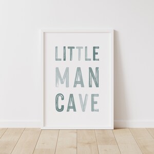 DIGITAL DOWNLOAD Little Man Cave Sign Boys Nursery Wall Decor Blue Kids ...