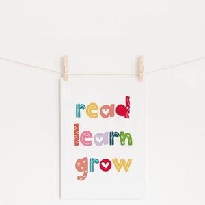 DIGITAL DOWNLOAD Read Learn Grow Reading Nook Kids Educational Posters ...