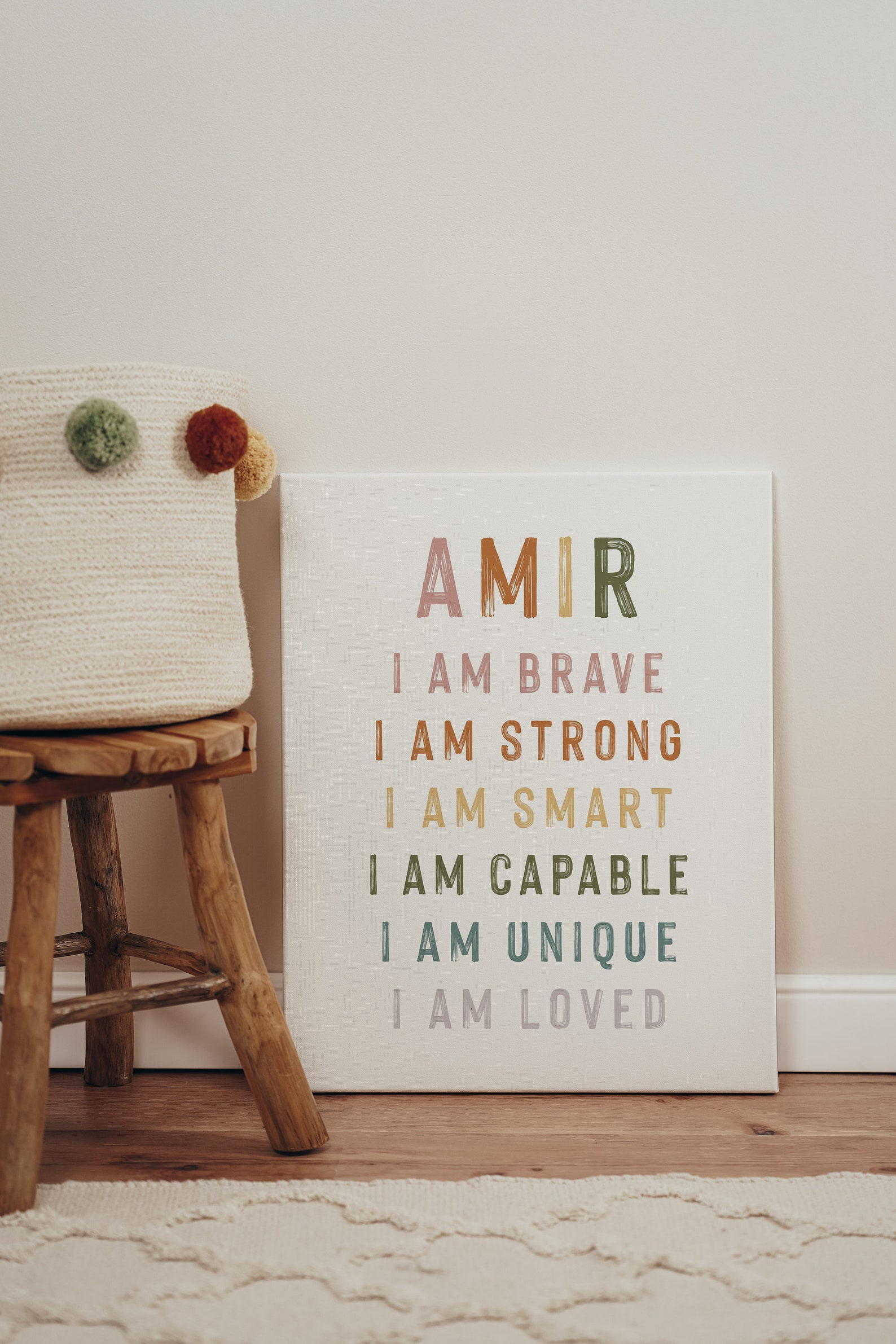 DIGITAL DOWNLOAD Nursery Name Sign Positive Affirmations Wall Art for ...