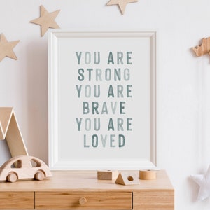 DIGITAL DOWNLOAD Strong Brave Loved Blue Nursery Wall - Etsy