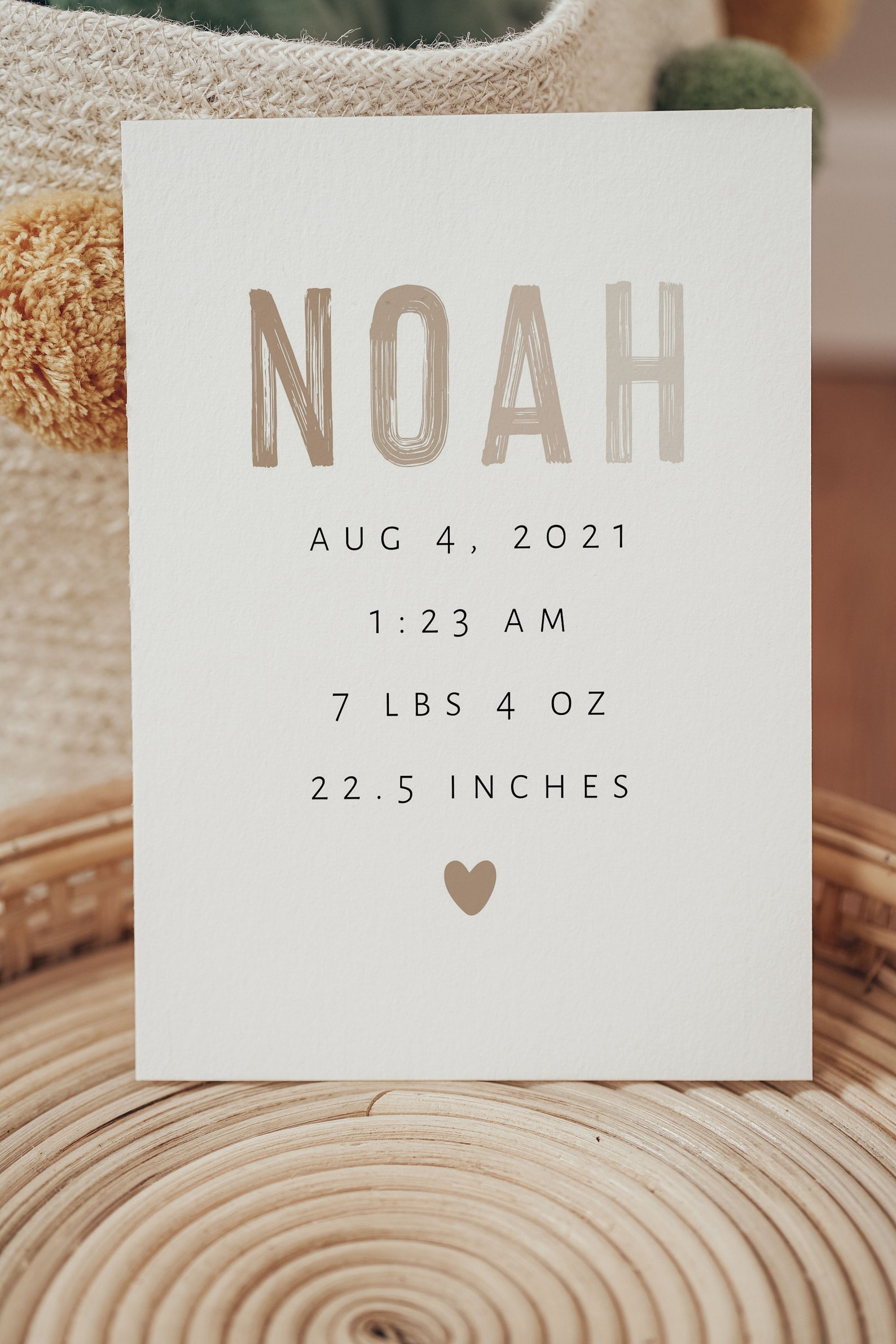 DIGITAL DOWNLOAD Birth Stat Sign Nursery Name Sign Neutral - Etsy