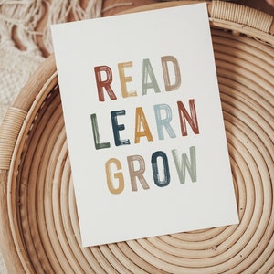 DIGITAL DOWNLOAD Read Learn Grow Reading Nook Kids Educational Posters ...