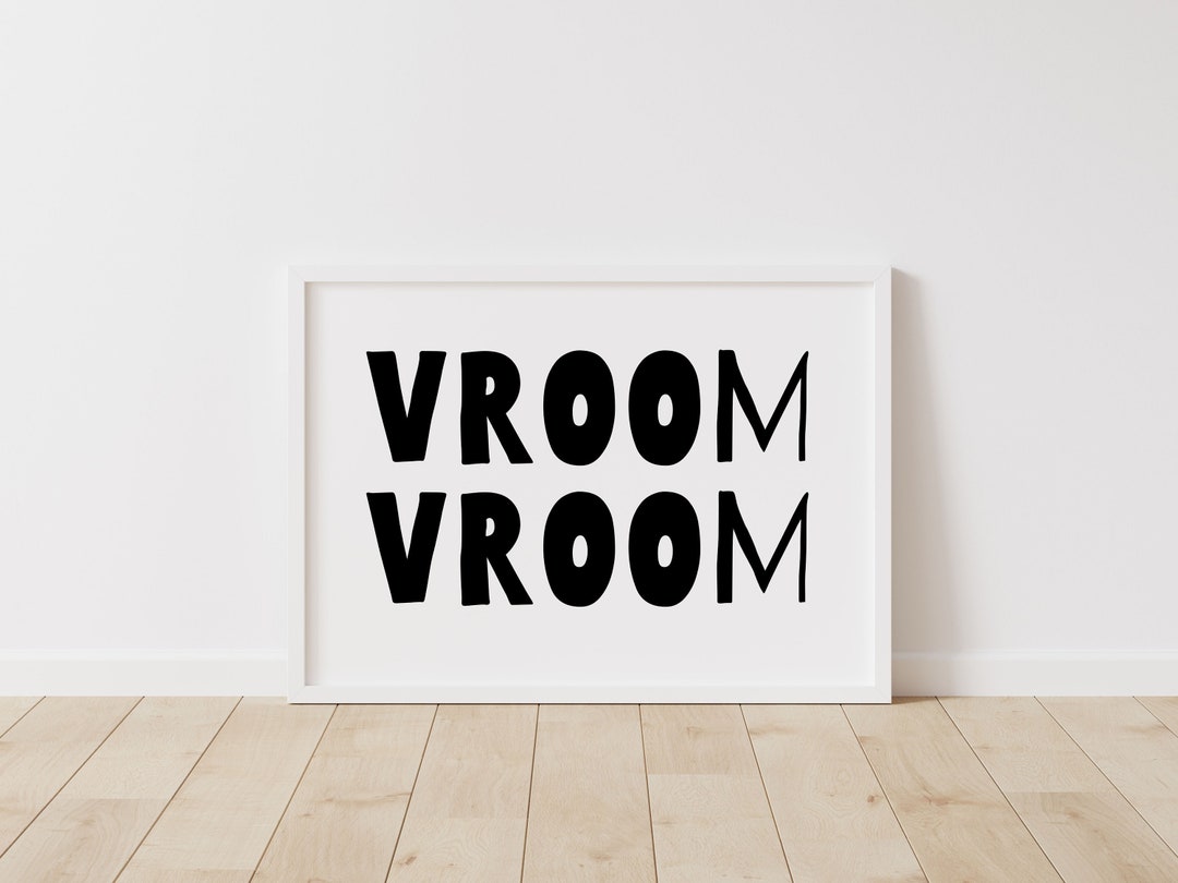 Vroom Vroom Kids Room Decor Car Boy Nursery Decor Black and White ...