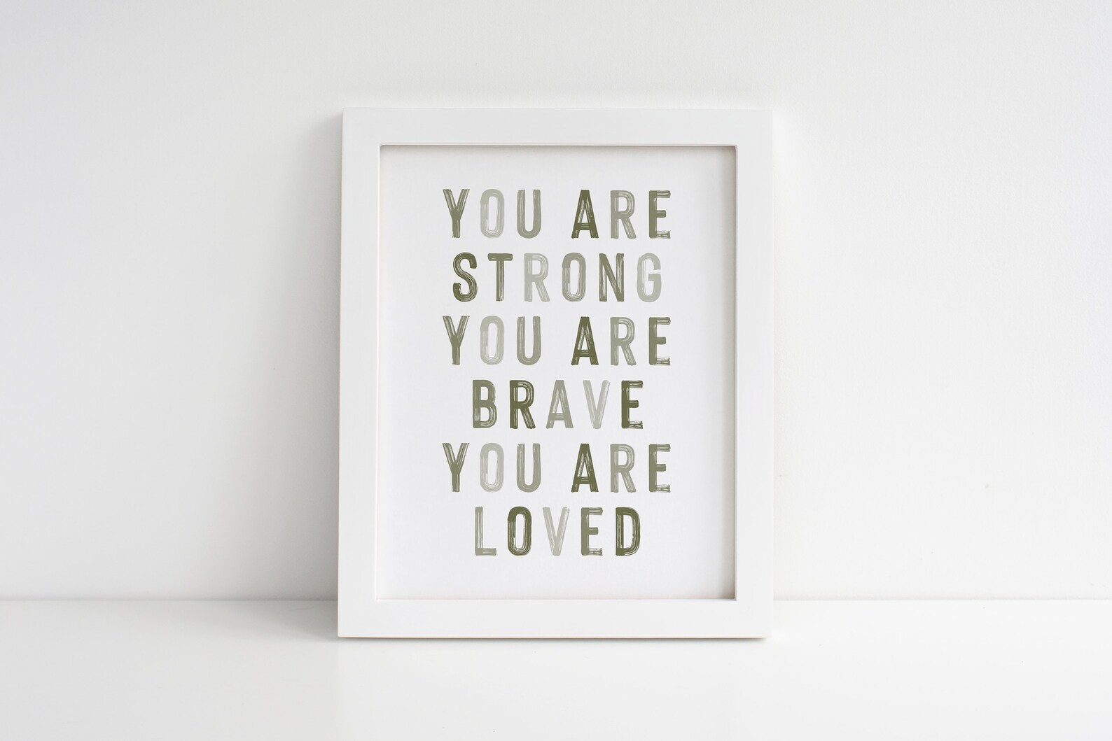 DIGITAL DOWNLOAD Strong Brave Loved Green Nursery Wall - Etsy