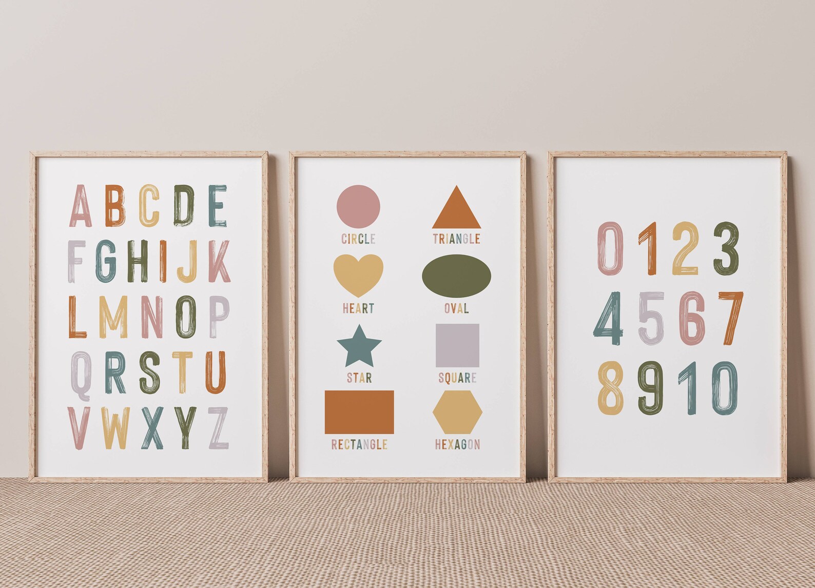 DIGITAL DOWNLOAD Alphabet Numbers Shapes Set of 3 - Etsy
