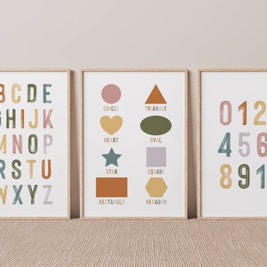 DIGITAL DOWNLOAD Alphabet Numbers Shapes Set of 3 Classroom Decor ...
