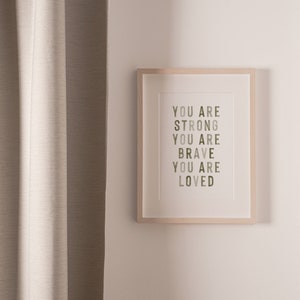 DIGITAL DOWNLOAD Strong Brave Loved Green Nursery Wall Decor Kids Room ...