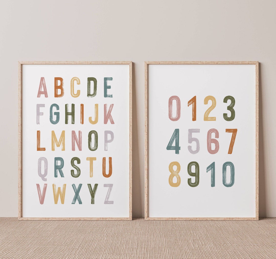DIGITAL DOWNLOAD Alphabet Poster Nursery Decor Neutral ABC 123 ...