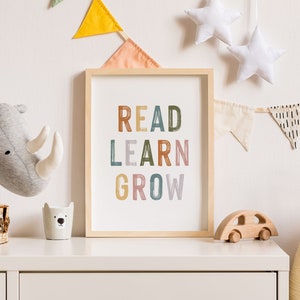 DIGITAL DOWNLOAD Read Learn Grow Reading Nook Kids Educational Posters ...