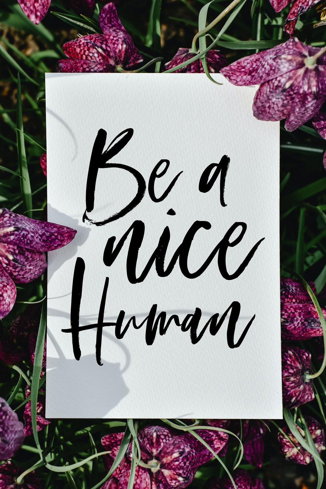 DIGITAL DOWNLOAD Be A Nice Human Sign Inspirational Wall Art | Etsy